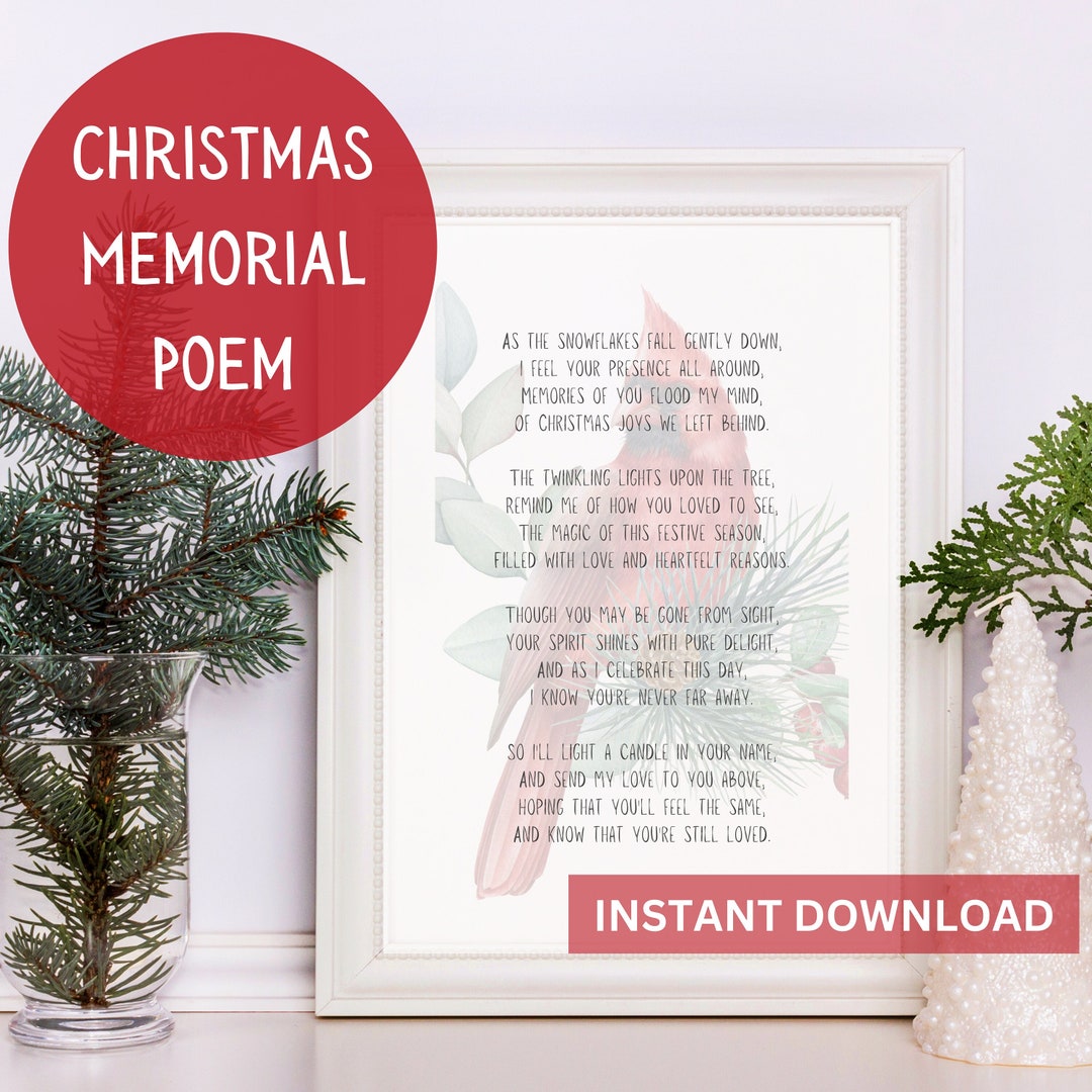 Christmas Memorial Poem Printablecardinal Silhouette Bird Christmas ...
