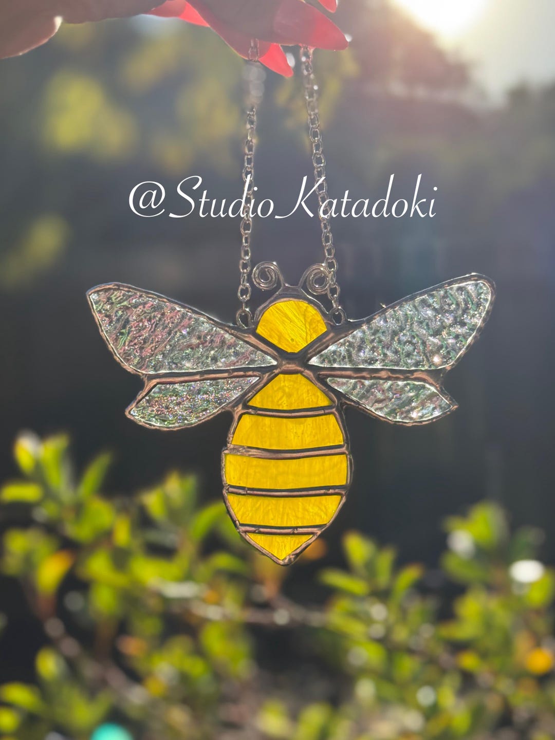 Handmade Stained Glass Bee Suncatcher With Iridescent Wings - Made to ...