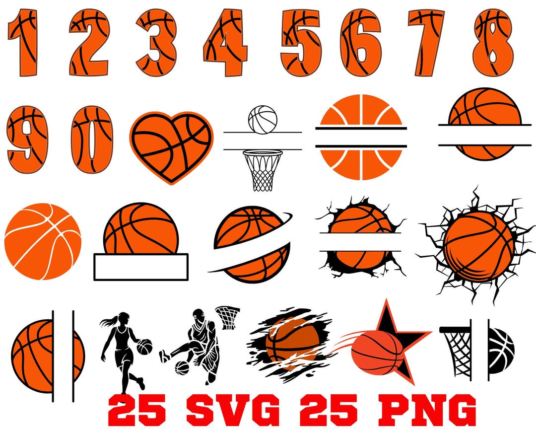 Basketball 25 Svg 25 Png Bundle,basketball Team Numbers,team Logo ...