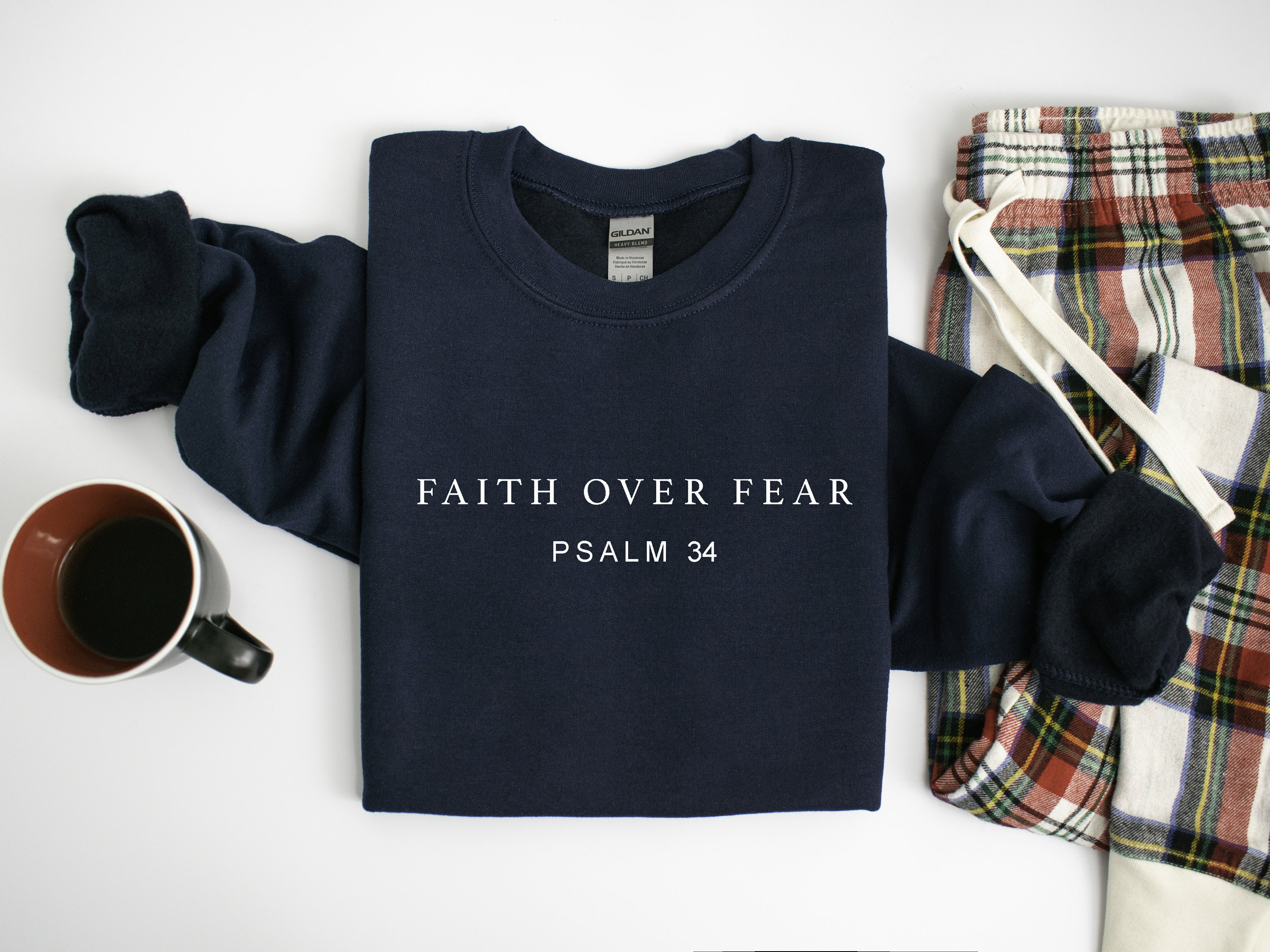 Faith Over Fear Sweatshirt, Psalm 34 Christian Sweatshirt, Minimal ...