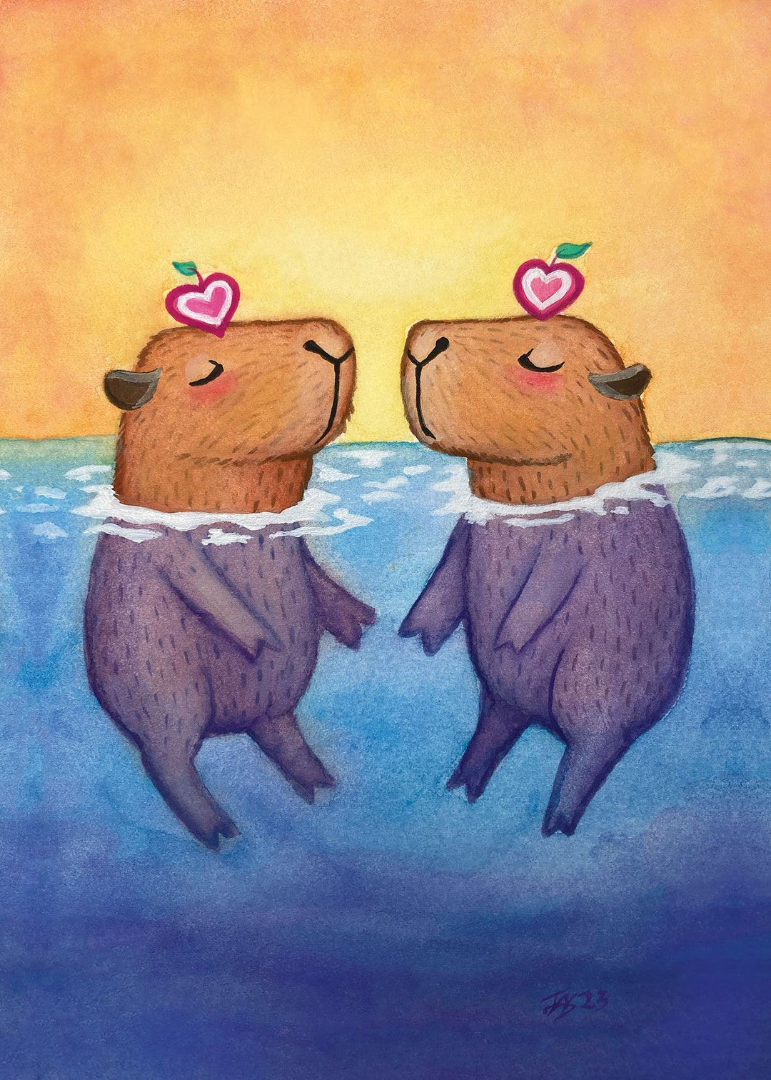 Capybara Love Print - Etsy