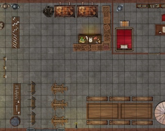 Warehouse, Interior Battle Map for Dungeons and Dragons. VTT, Digital ...