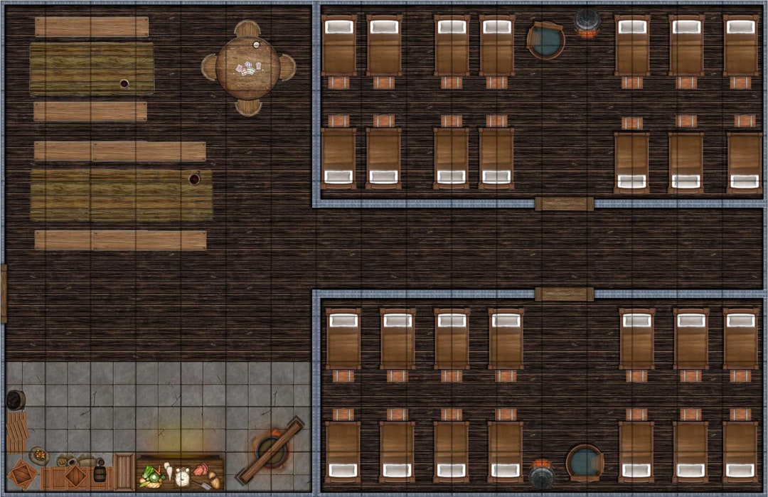 Castle Servant Quarters (A) Battle Map for TTRPG/VTT, (1 Floor). - Etsy
