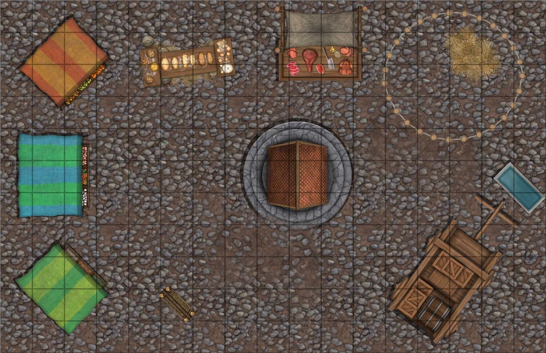 Town Town Square (A) Battle Map for TTRPG/VTT, (1 Floor). - Etsy