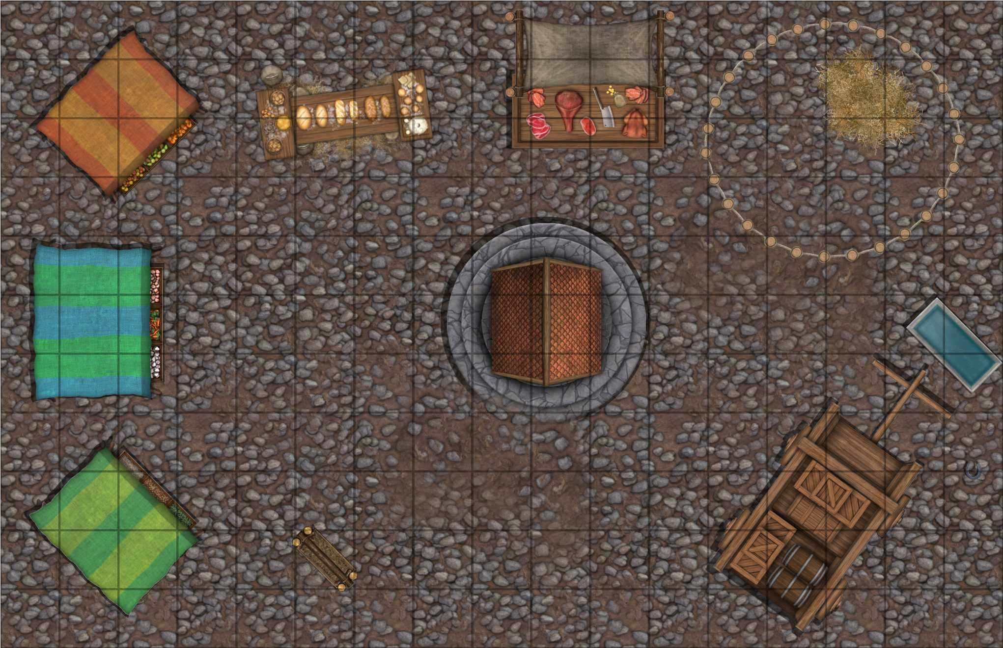 Town Town Square (A) Battle Map for TTRPG/VTT, (1 Floor). - Etsy