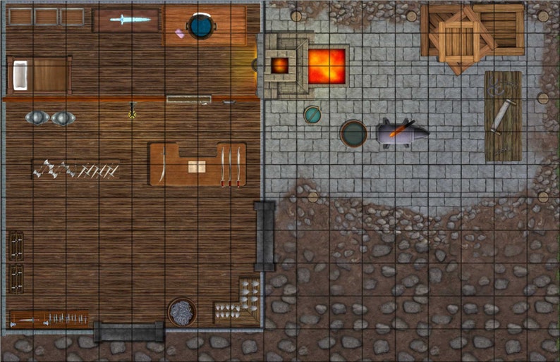 Town Blacksmith (A) Battle Map for TTRPG/VTT, (1 Floor). - Etsy
