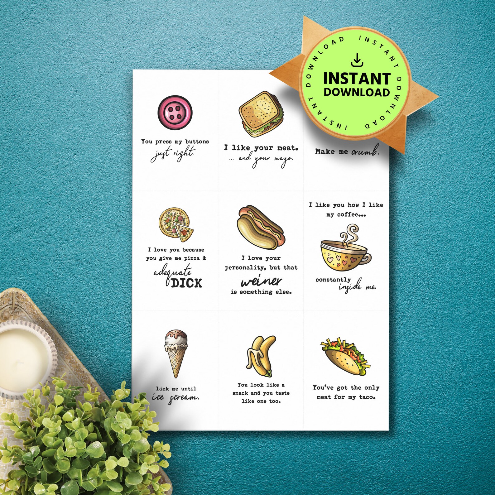 Naughty Printable Love Note - Spicy Puns | Naughty Lunchbox Notes ...