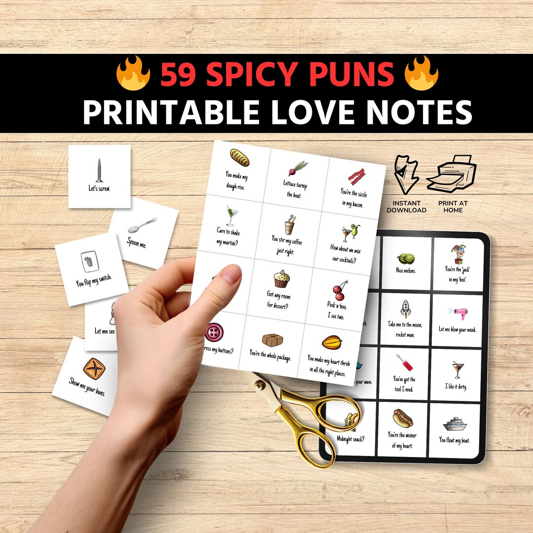 Naughty Printable Love Note Spicy Puns Naughty Lunchbox Notes Flirty ...