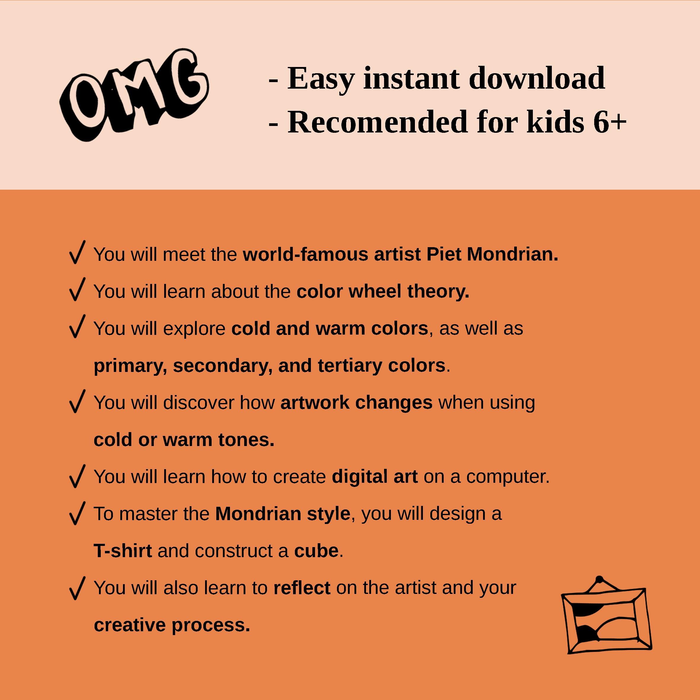 Piet Mondrian Art Project for Kids – Digital Download | Color Theory ...