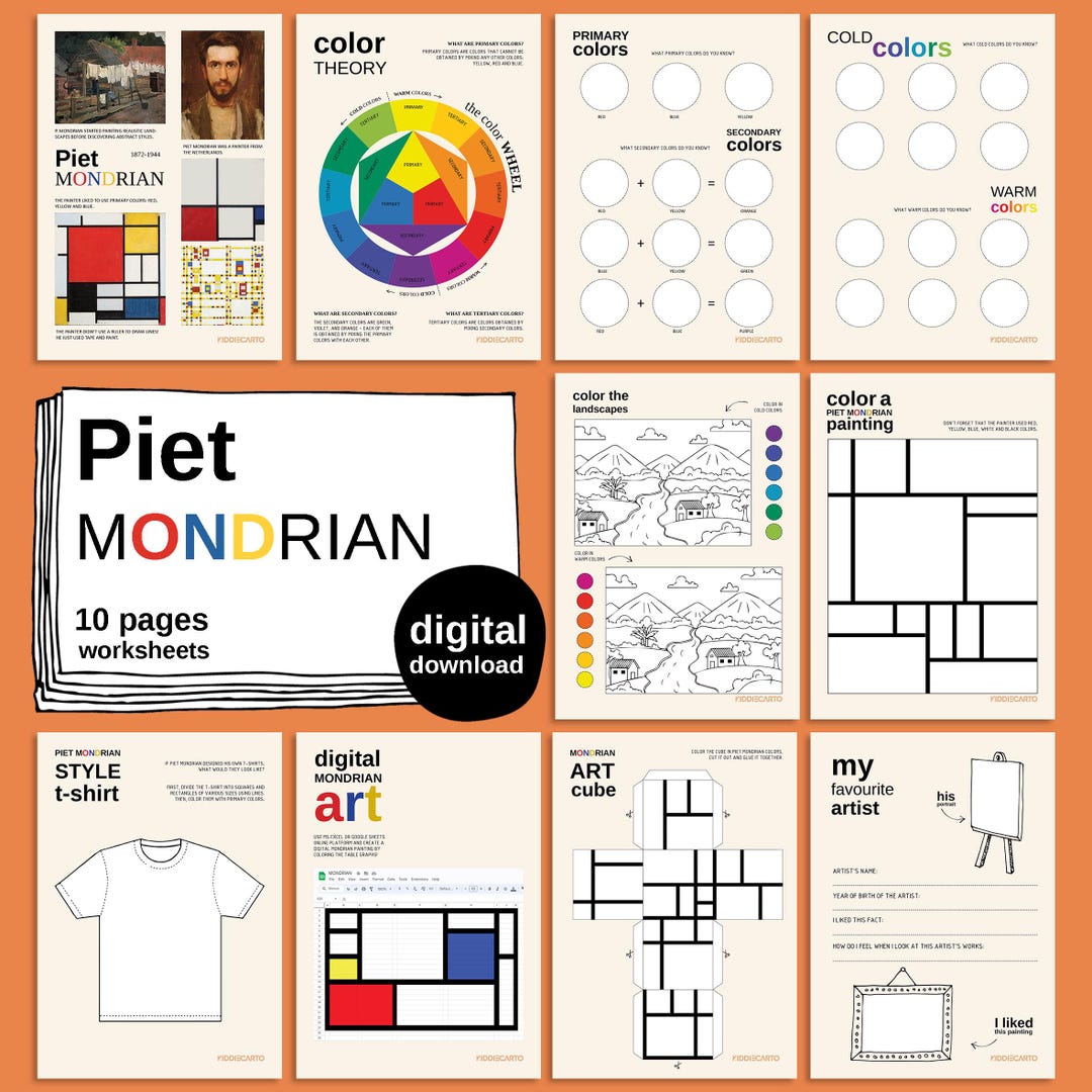 Piet Mondrian Art Project for Kids – Digital Download | Color Theory ...
