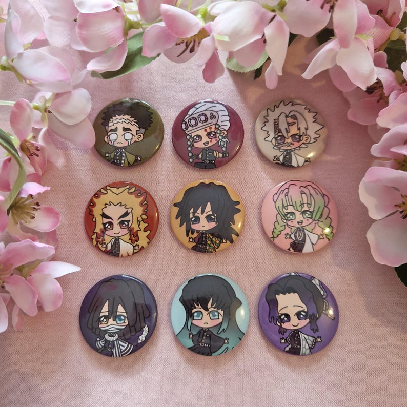 Demon Slayer Kimetsu No Yaiba Hashira Chibi Button Badges - Etsy