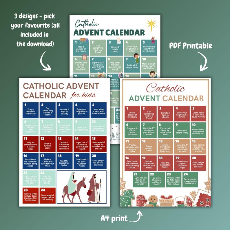 Catholic Advent Calendar for Children – Printable Activity Calendar - Etsy