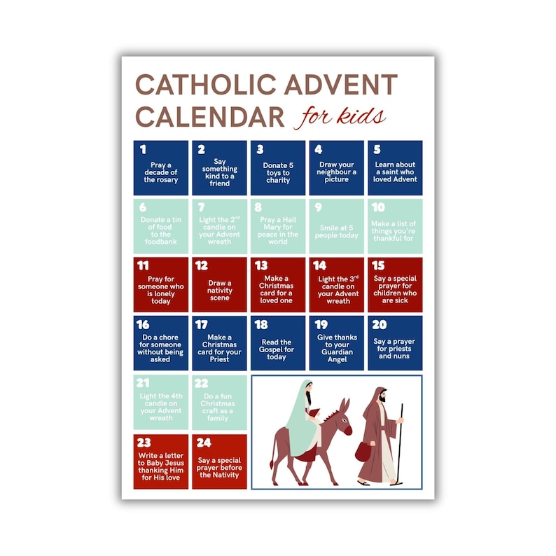 Catholic Advent Calendar for Children – Printable Activity Calendar - Etsy