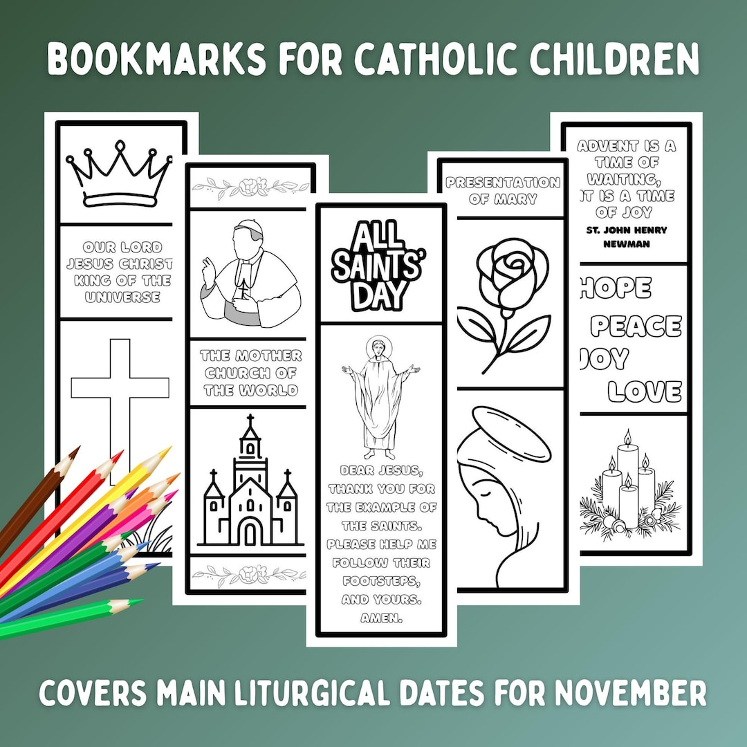 Printable Colouring Bookmarks for Catholic Children for November, All ...
