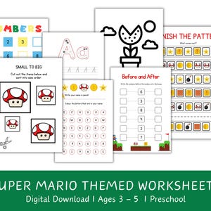 Super Mario Themed, Super Mario Learning Worksheets for Kids, Preschool ...