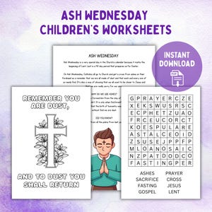 Ash Wednesday Children's Worksheets, Bible Craft for Kids, Printable ...