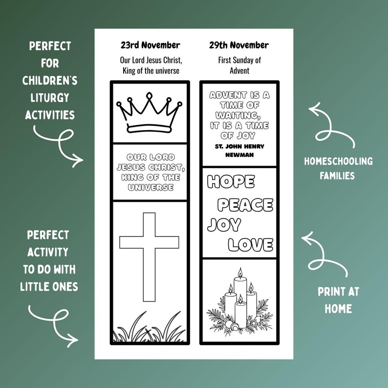 Printable Colouring Bookmarks for Catholic Children for November, All ...