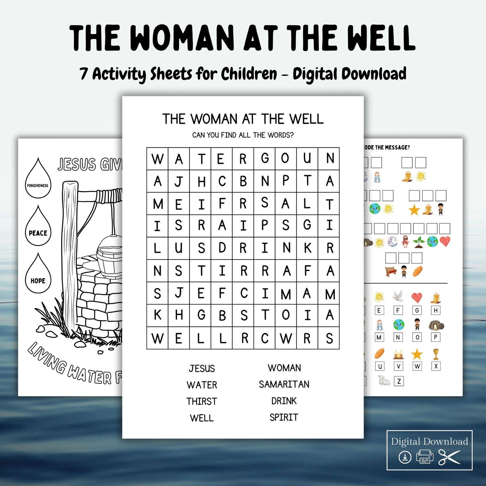 Woman at the Well Activity Sheets: Children's Bible Story, Sunday ...