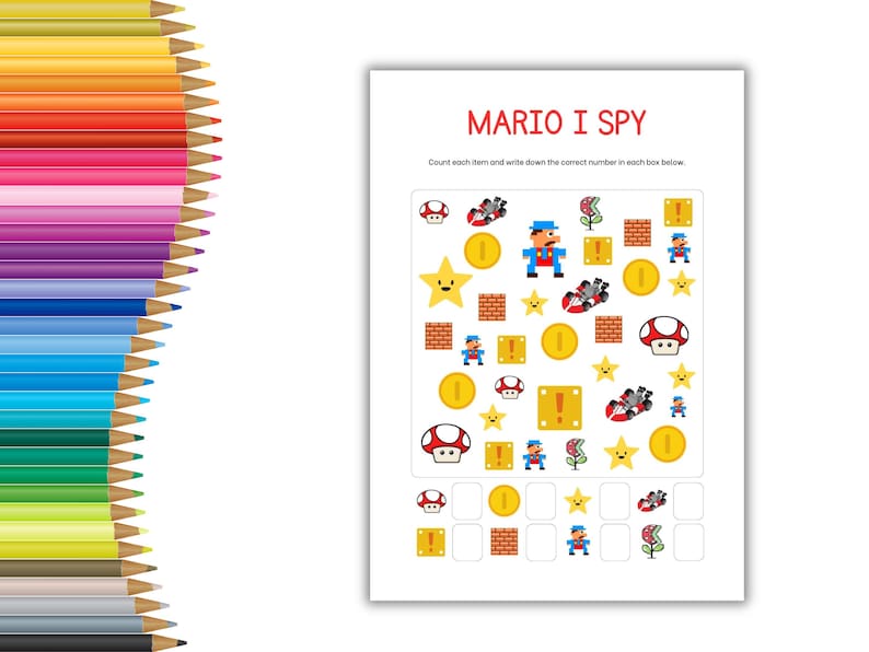 Super Mario Themed, Super Mario Learning Worksheets for Kids, Preschool ...
