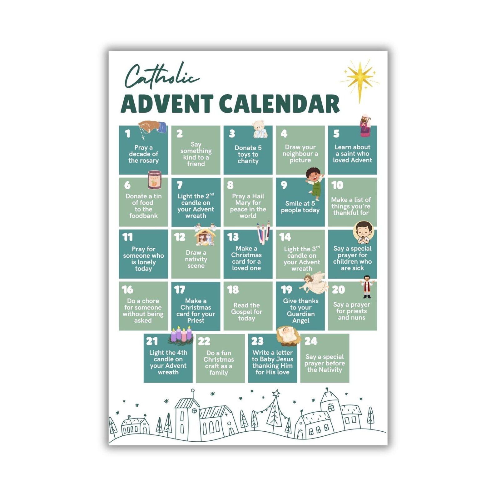 Catholic Advent Calendar for Children – Printable Activity Calendar - Etsy