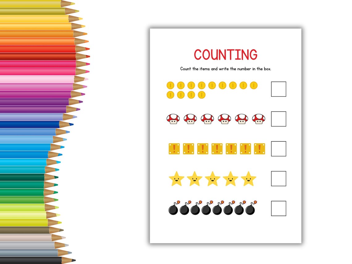 Super Mario Themed, Super Mario Learning Worksheets for Kids, Preschool ...