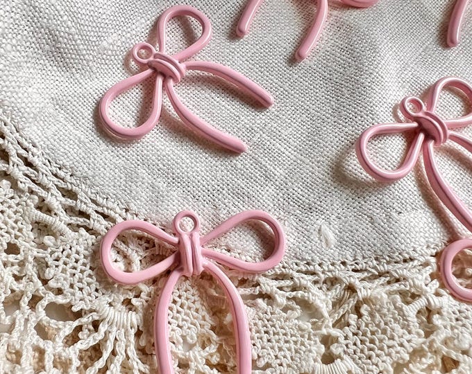 Pink Bows, Metal Pink Bows, Charms, Bow Charms, Metal Bow Charms, Diy ...