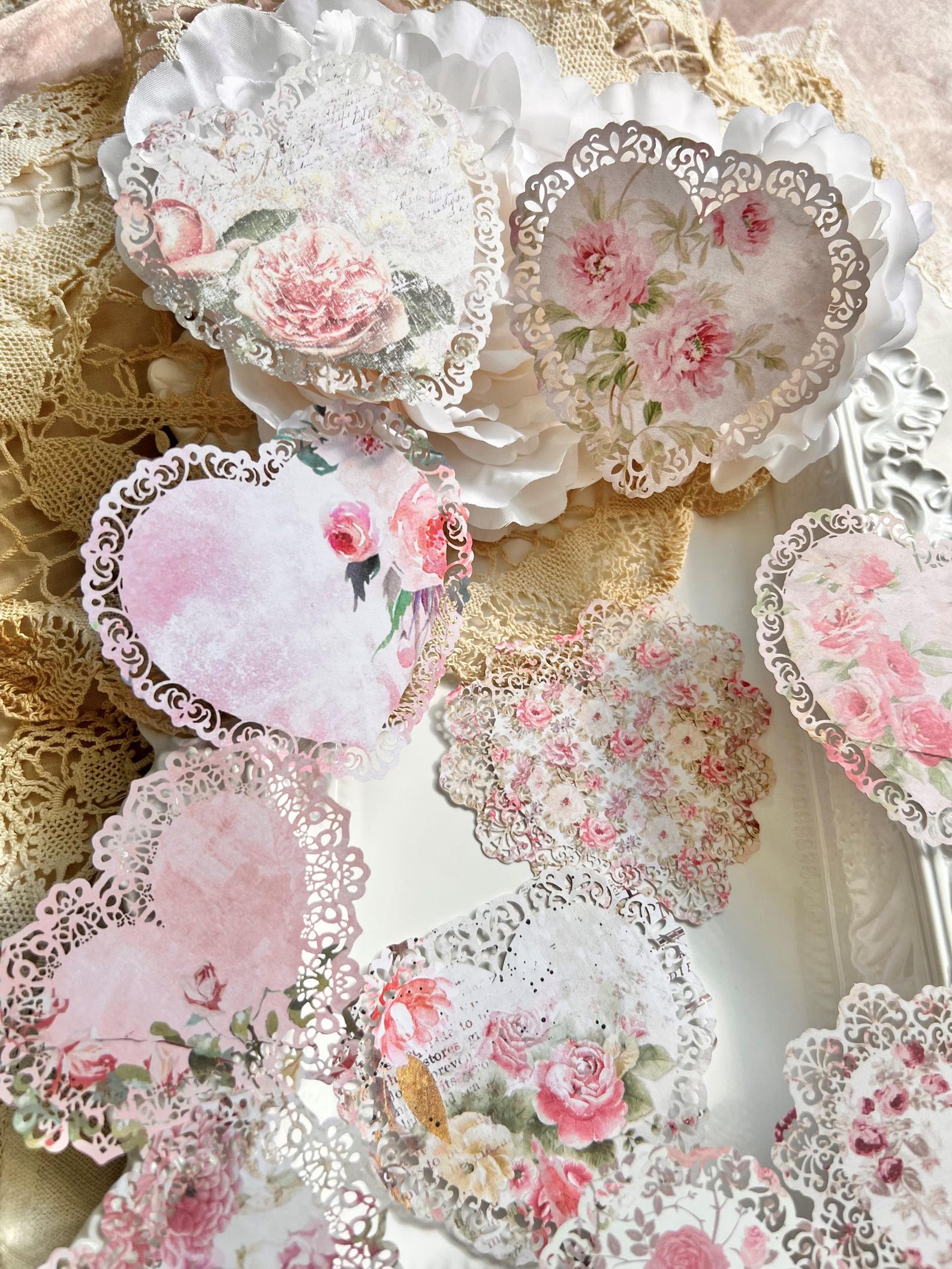 Pink Colored Doilies, Doilies, DIY Planner, DIY Card Maker, Vintage DIY ...