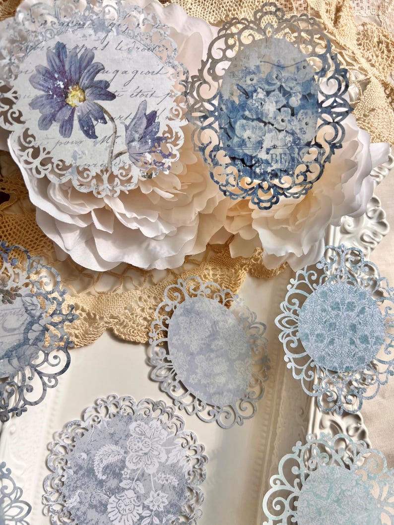 Blue Colored Doilies, Doilies, DIY Planner, DIY Card Maker, Vintage DIY ...