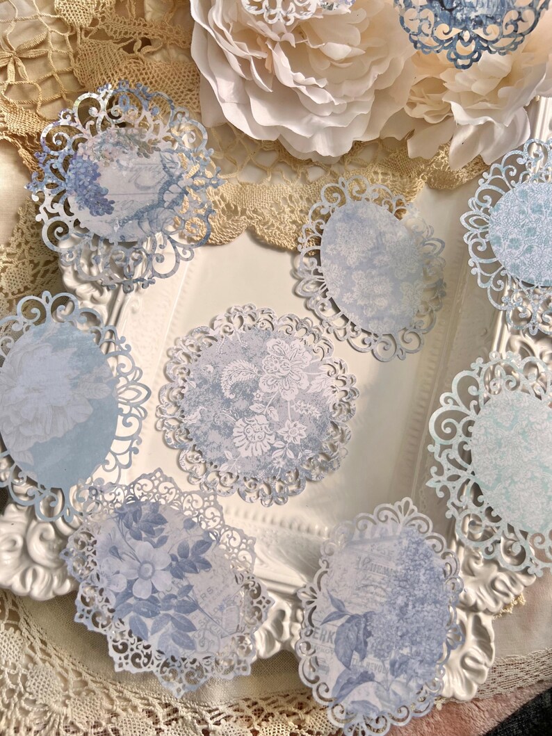 Blue Colored Doilies, Doilies, DIY Planner, DIY Card Maker, Vintage DIY ...