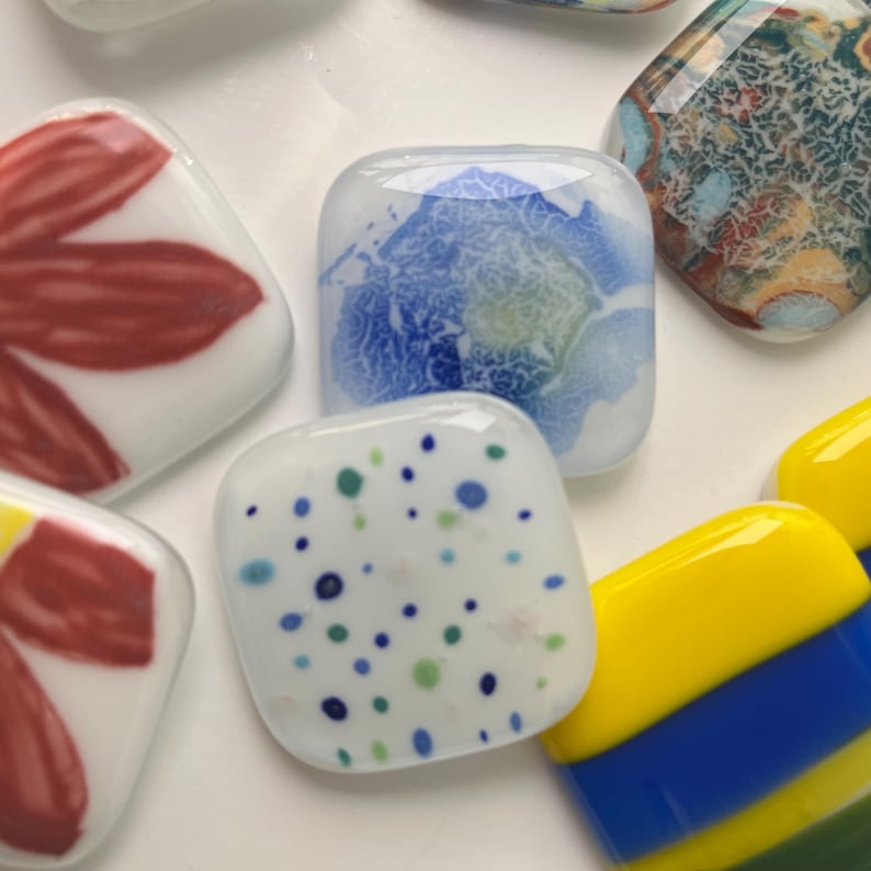 Artisan Fused Glass Magnets - Painted - Etsy