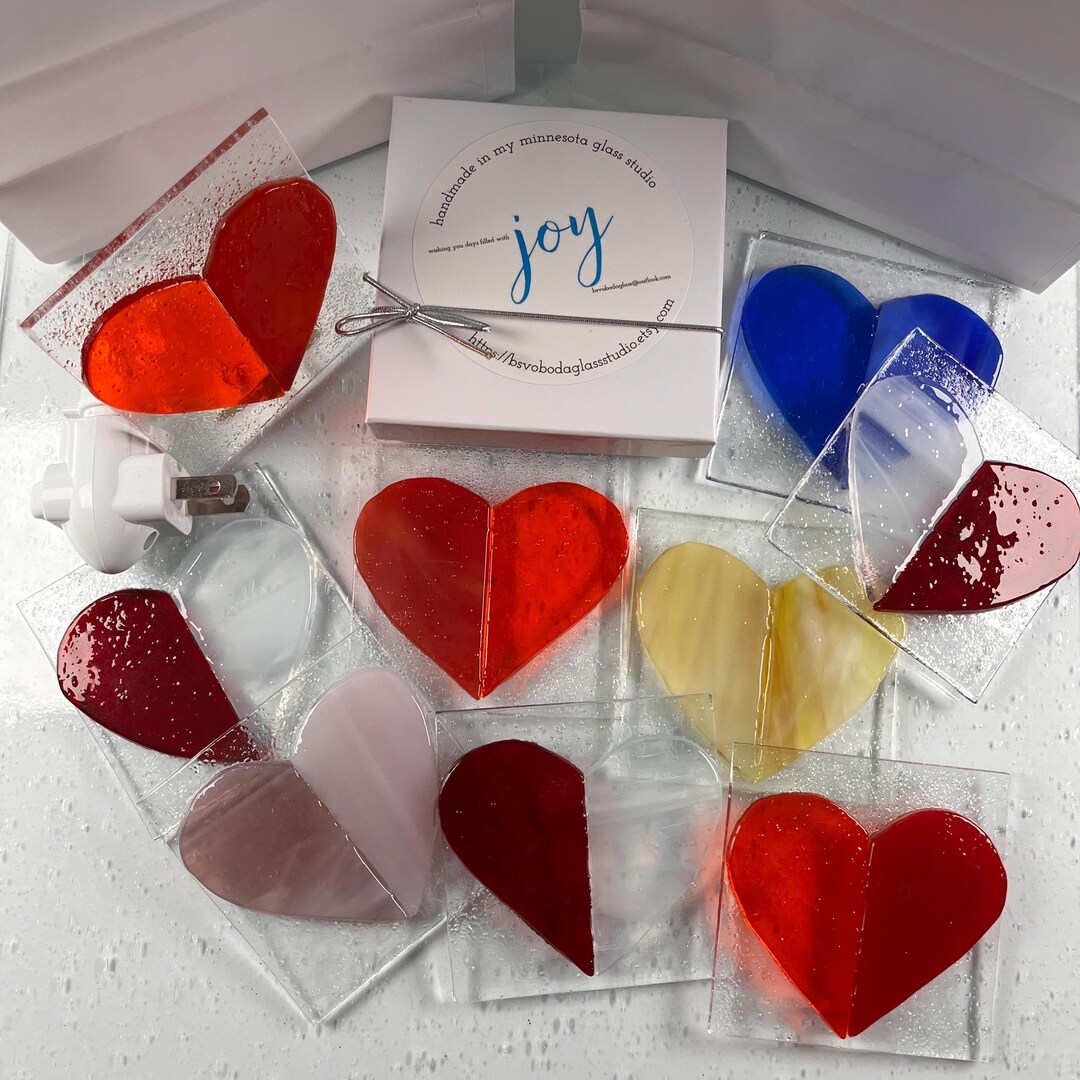 Artisan Fused Glass Heart Night Light - Etsy