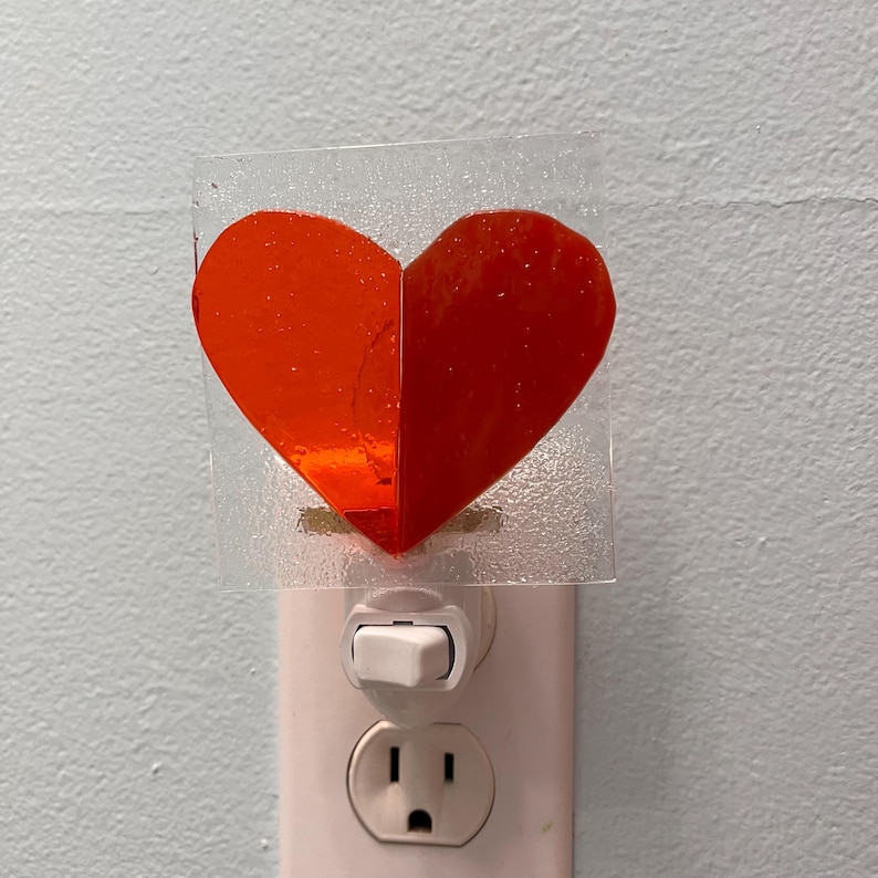 Artisan Fused Glass Heart Night Light - Etsy