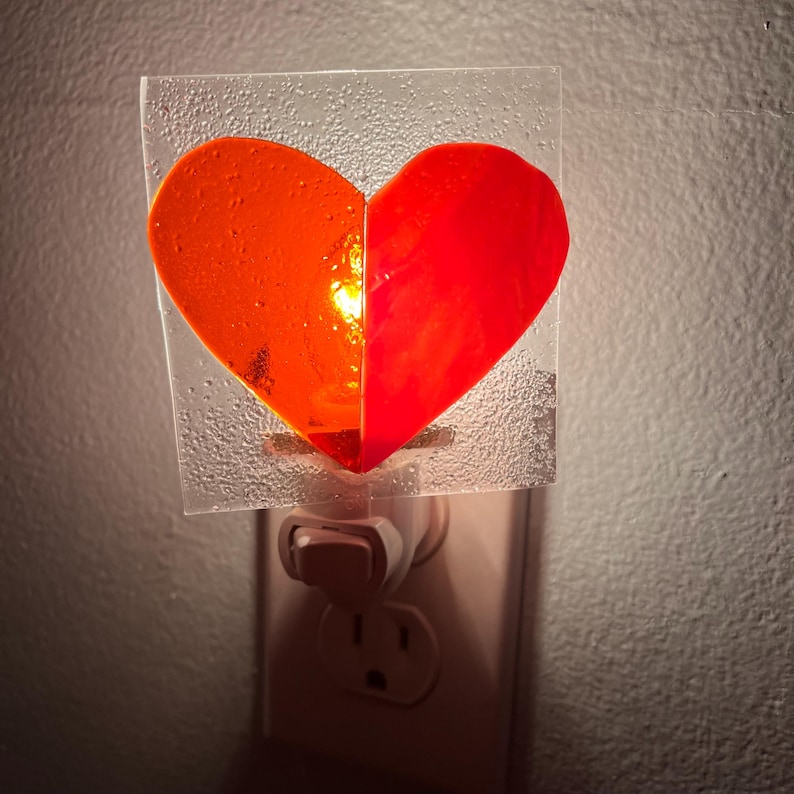 Artisan Fused Glass Heart Night Light - Etsy