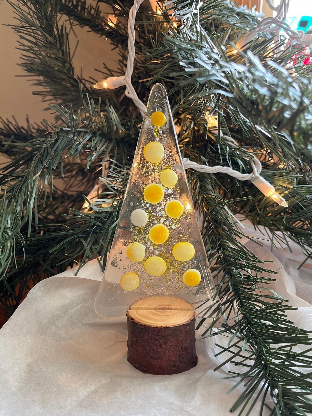 Artisan Fused Christmas Tree Yellow - Etsy