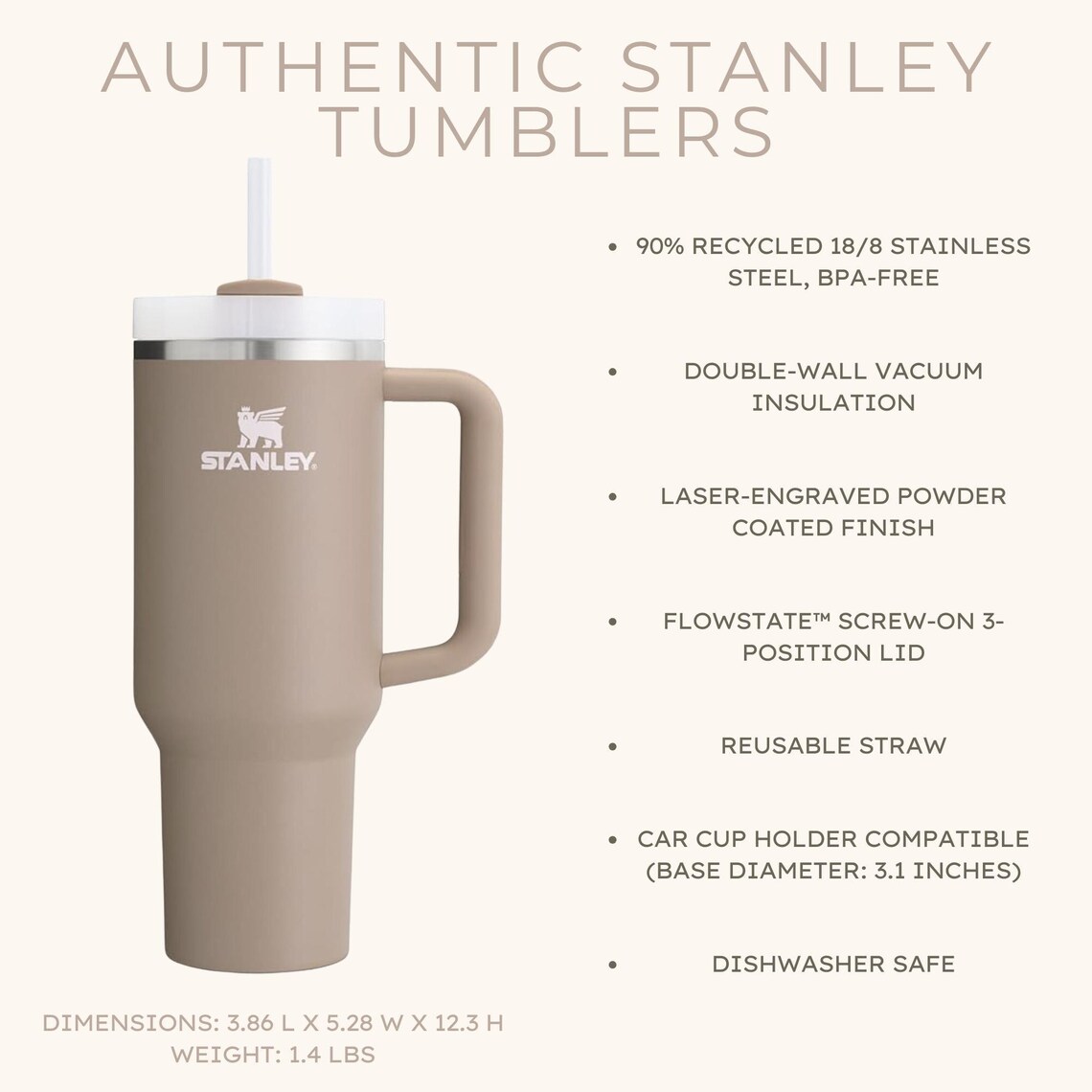 Fuji Mum Engraved 40oz Tumbler | Stanley Quencher | With Handle Lid and ...