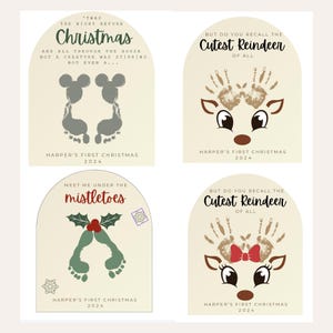 Christmas Footprint or Handprint Art Sign | Merry | Reindeer ...