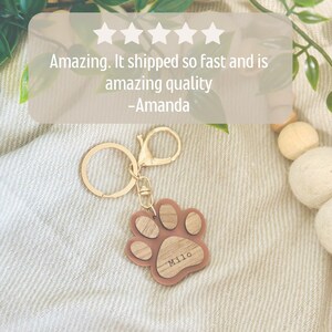 Custom Engraved Dog Paw Print Keychain | Personalized Pet Name Gift ...
