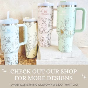 Magnolia Flower Engraved 40oz Tumbler | Stanley Quencher | Handle Lid ...