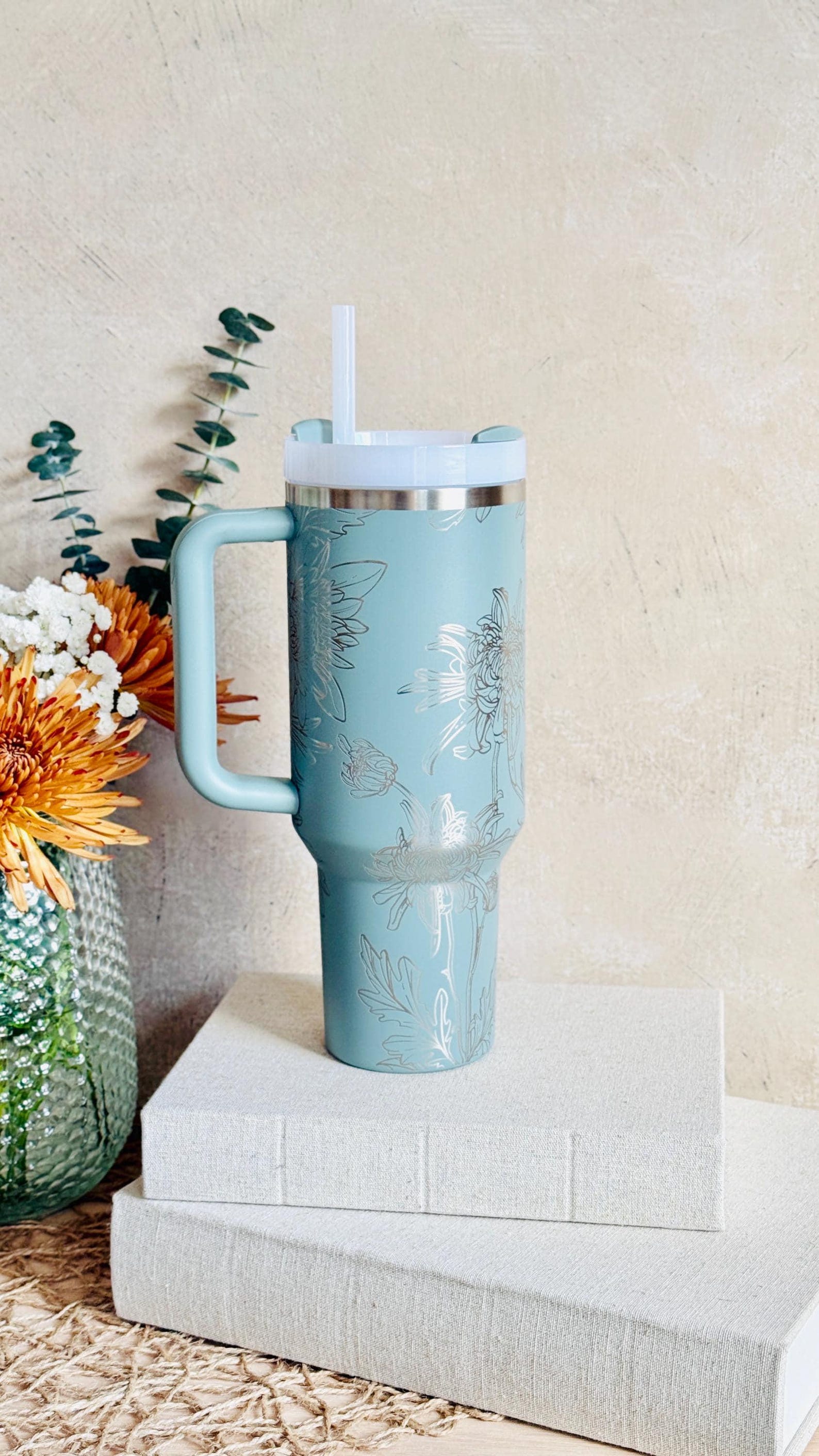 Fuji Mum Engraved 40oz Tumbler | Stanley Quencher | With Handle Lid and ...