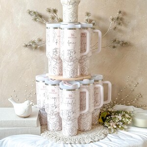Peony Flower Engraved 40oz Tumbler | Stanley Quencher | With Handle Lid ...