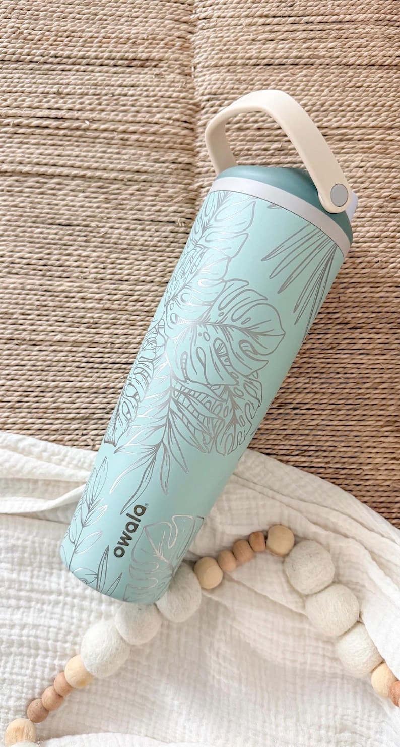 Floral Engraved 40oz Owala Sway Freesip Tumbler | Chug Lid and Straw ...