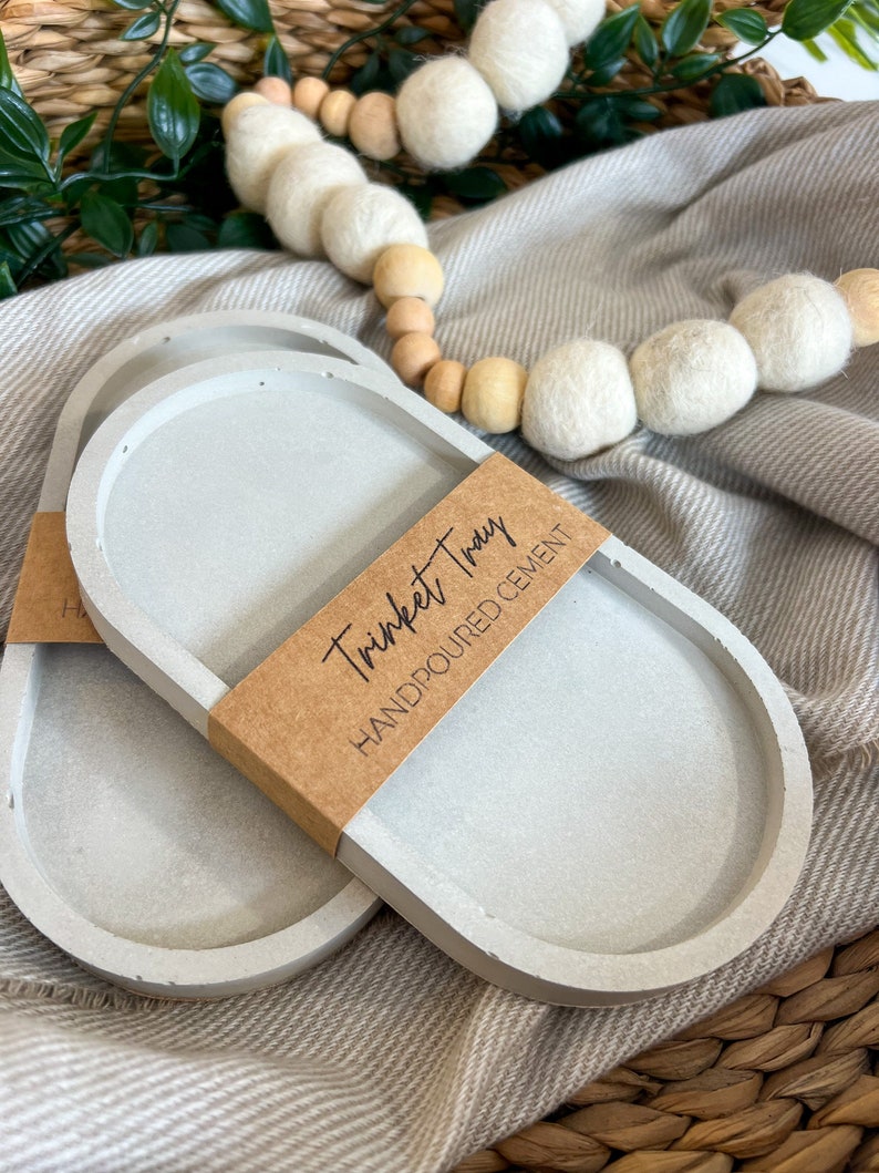 Cement Trinket Tray Cork Bottom Minimalist Decor Modern Bohemian Soap ...