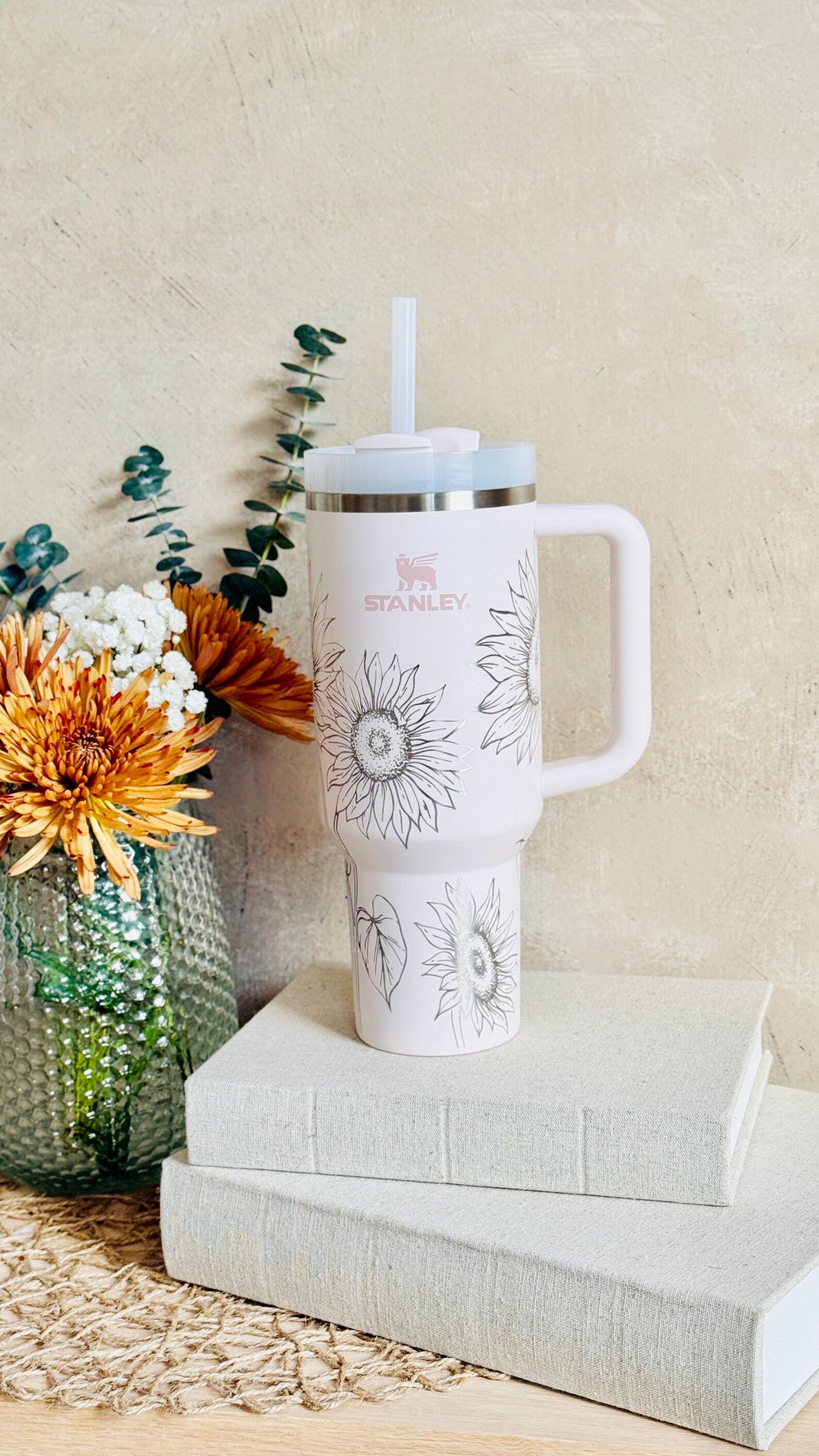 Sunflower Engraved 40oz Tumbler | Stanley Quencher | With Handle Lid ...