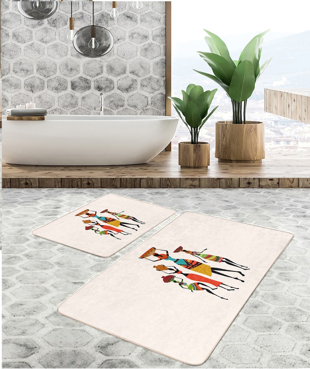 African Woman Bath Matfemale Design Rugsafro Inspired Carpettribal ...