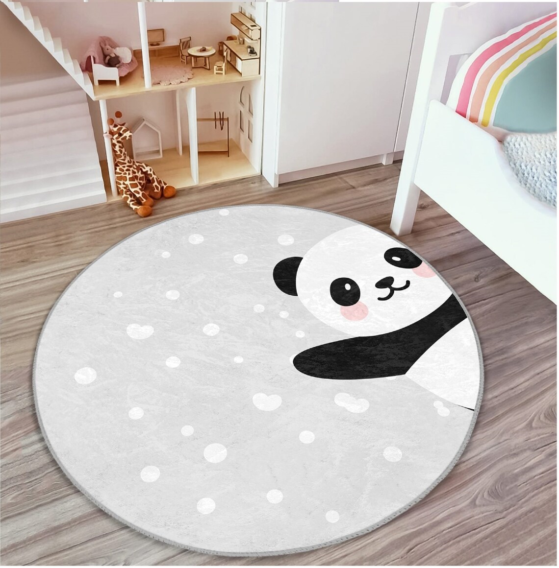 Panda Round Ruganimal Print Carpetadorable Panda Rugsnursery Area ...
