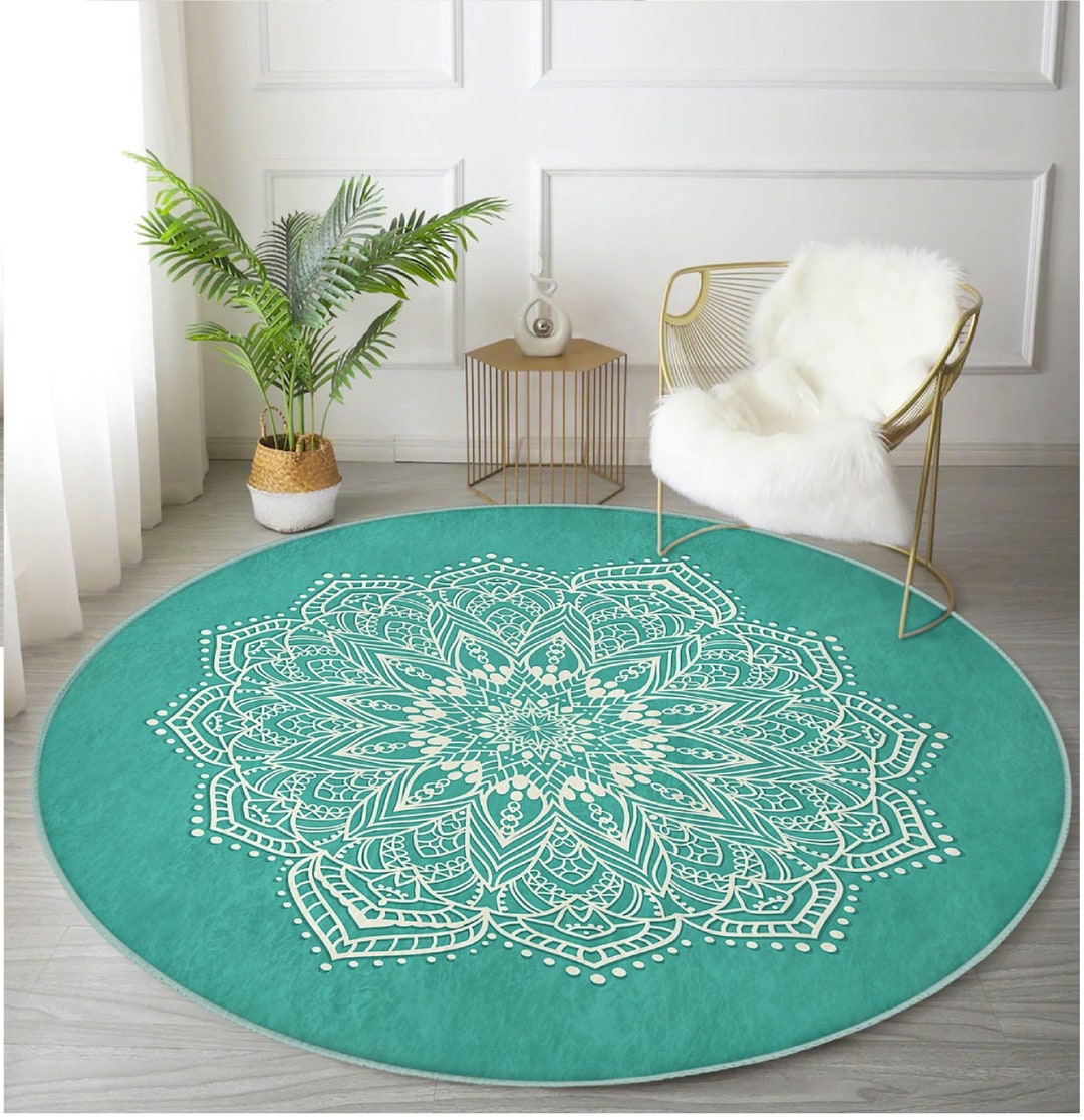 Non-slip Mandala Rugturquoise Exercise Matsgreen Meditation Matwashable ...