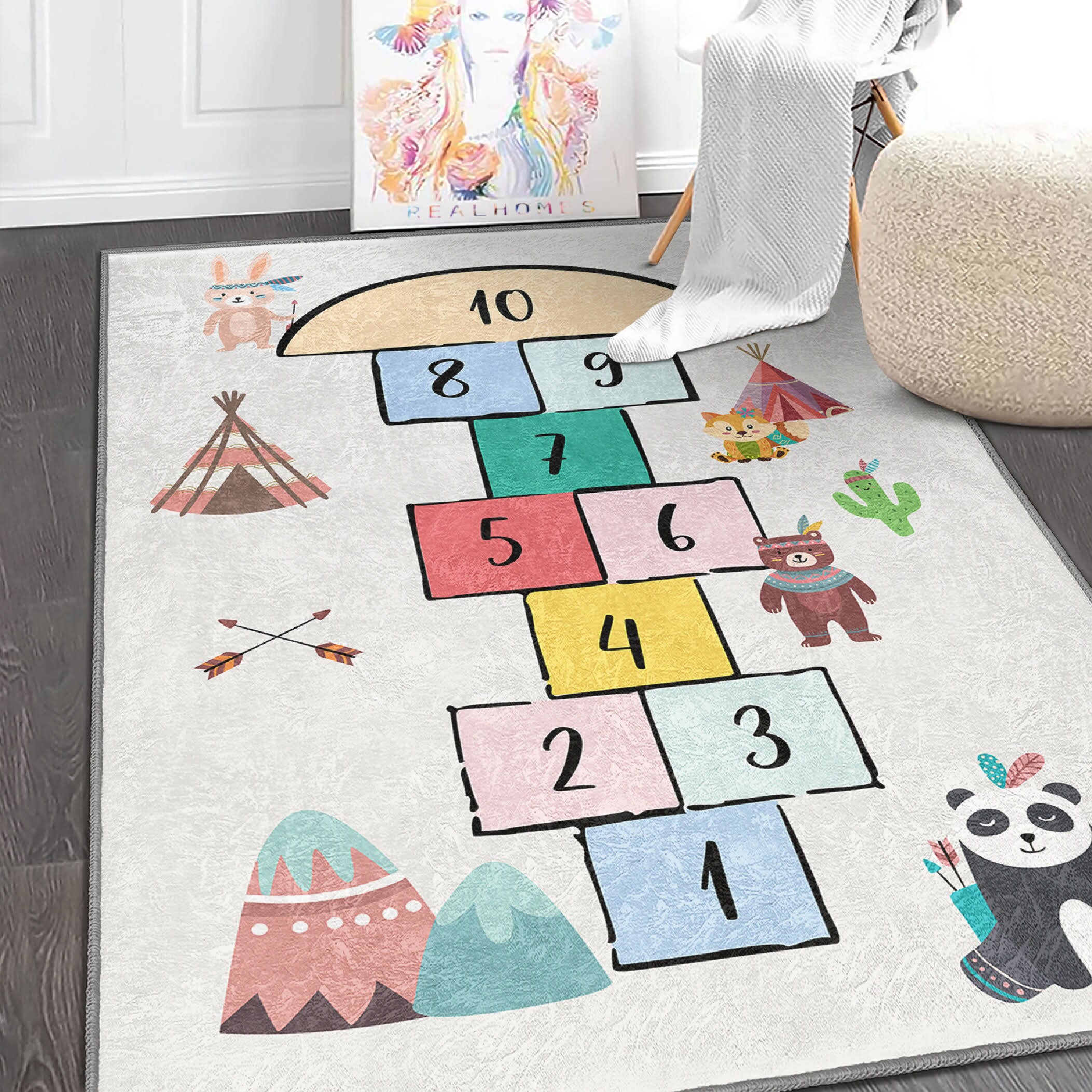 Educational Play Rugkids Activity Non-slip Matwildlife Children Room ...
