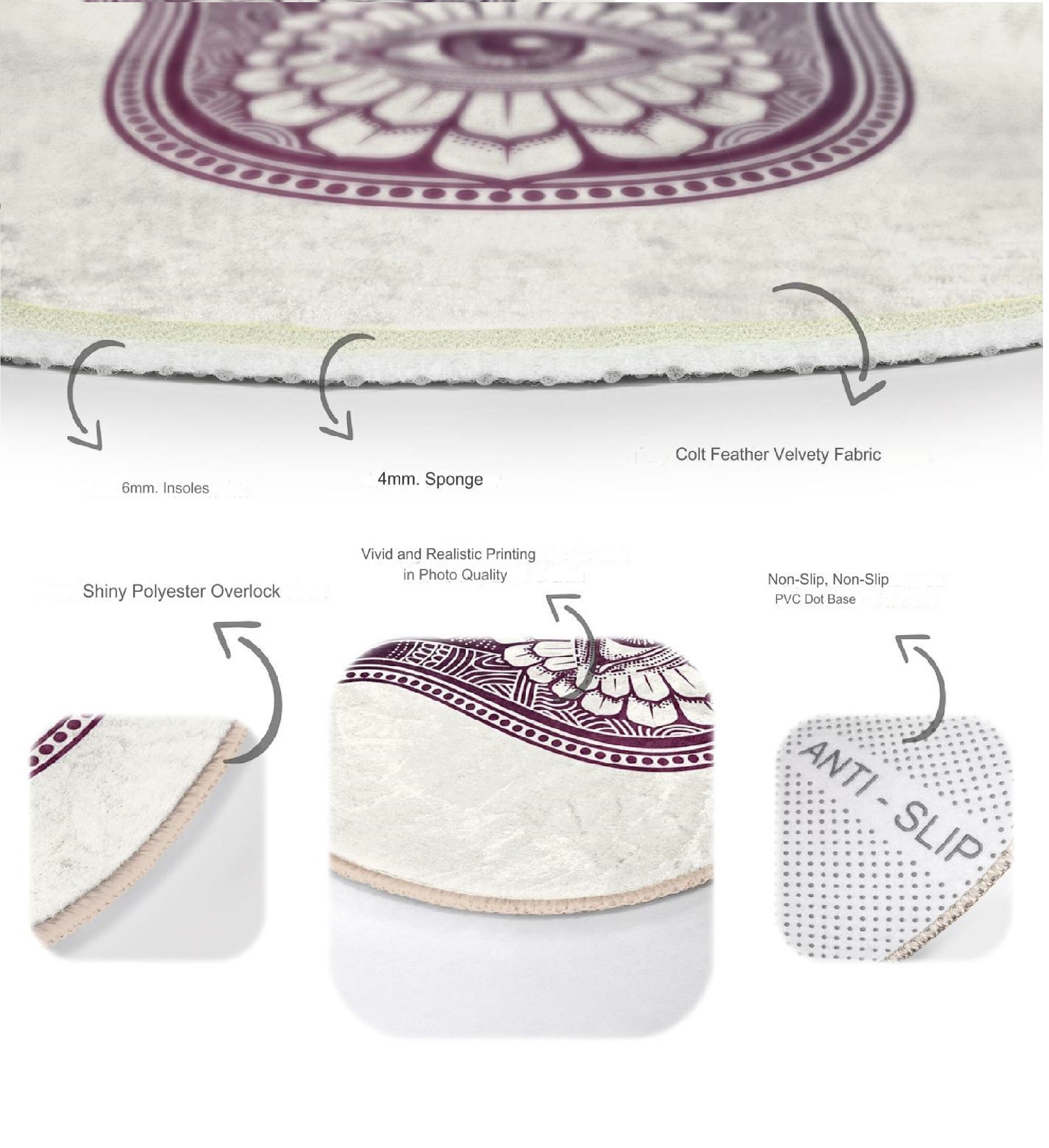 Fatima Hand Round Area Rugthird Eye Circle Carpetbohemian Carpetsexotic ...