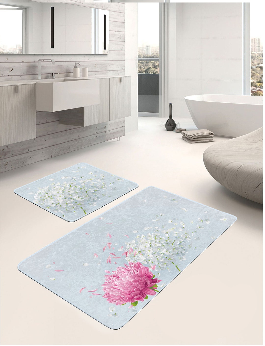 Flower Bath Mathydrangea Blossoms Carpetfloral Bathroom Decorgarden ...