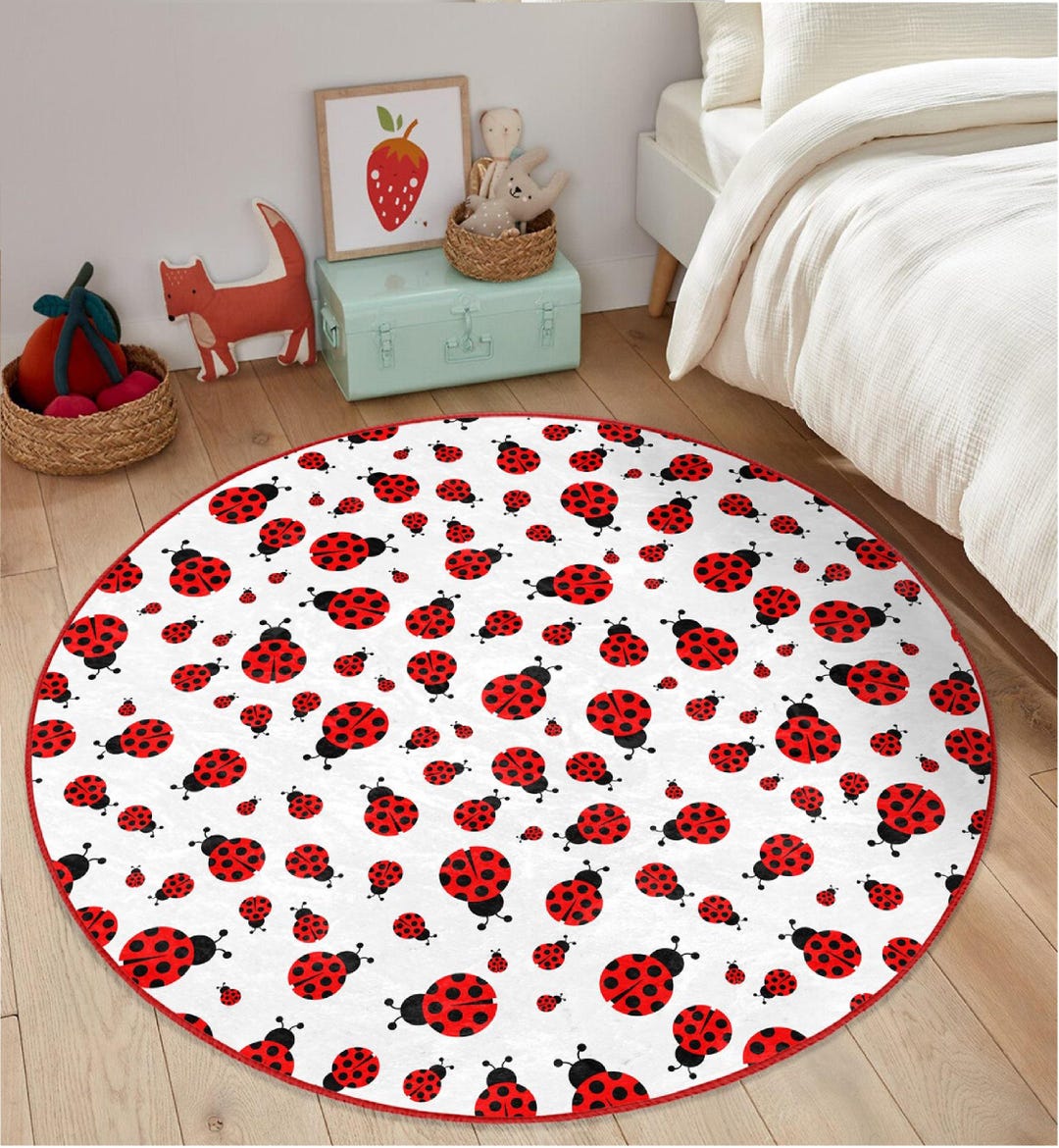 Ladybug Rug for Kidshandmade Ladybird Design Carpetcoccinella Motif ...